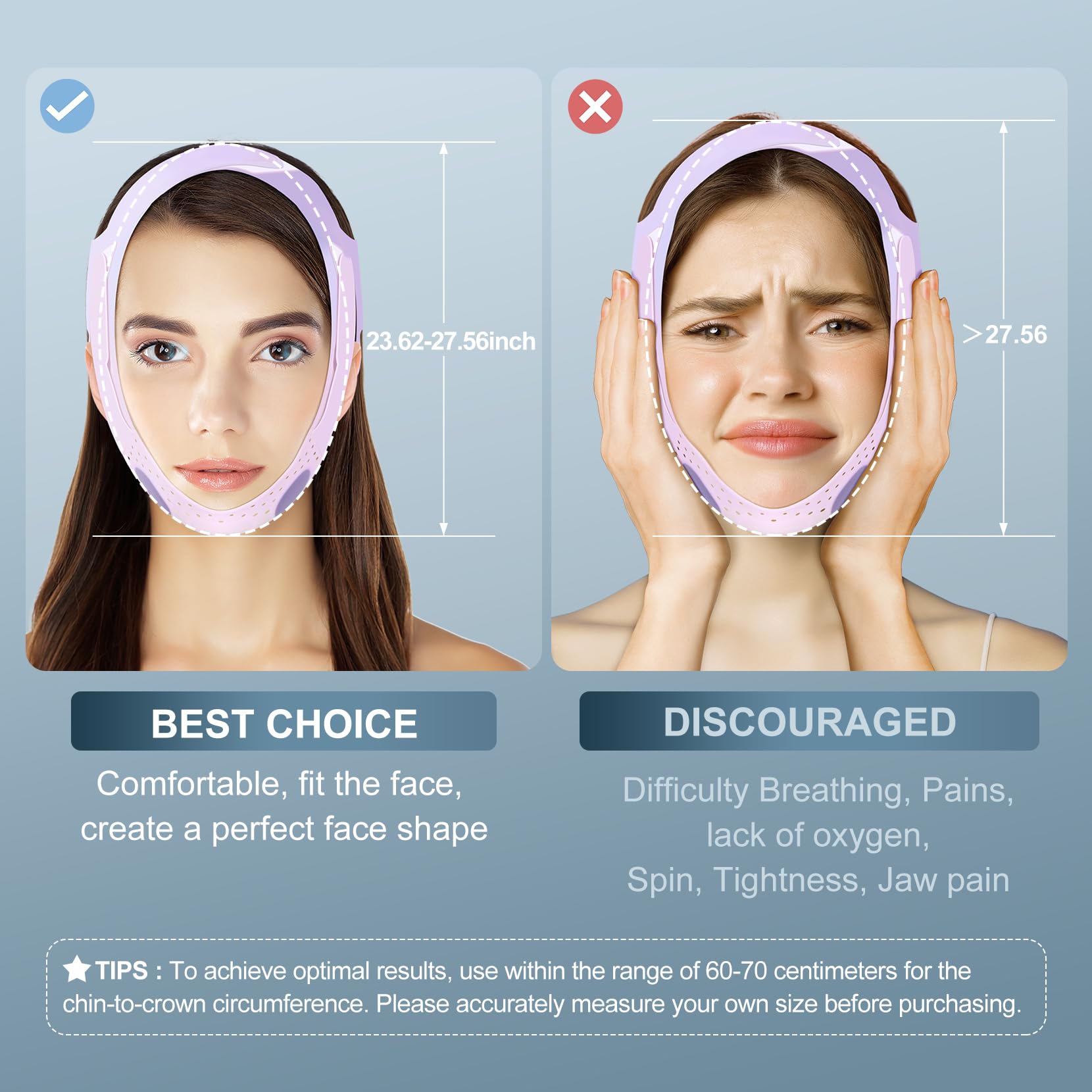 JUSRON Double Chin Reducer V Line Face Lifting Tape Face Strap, Soft Silicone Chin Strap Face Shaper to Removing Double Chin for Women and Men