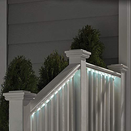 Hampton Bay Solar Powered 16 ft. Clear Outdoor Integrated LED 5000K Warm White Landscape Rope Light with Remote Panel