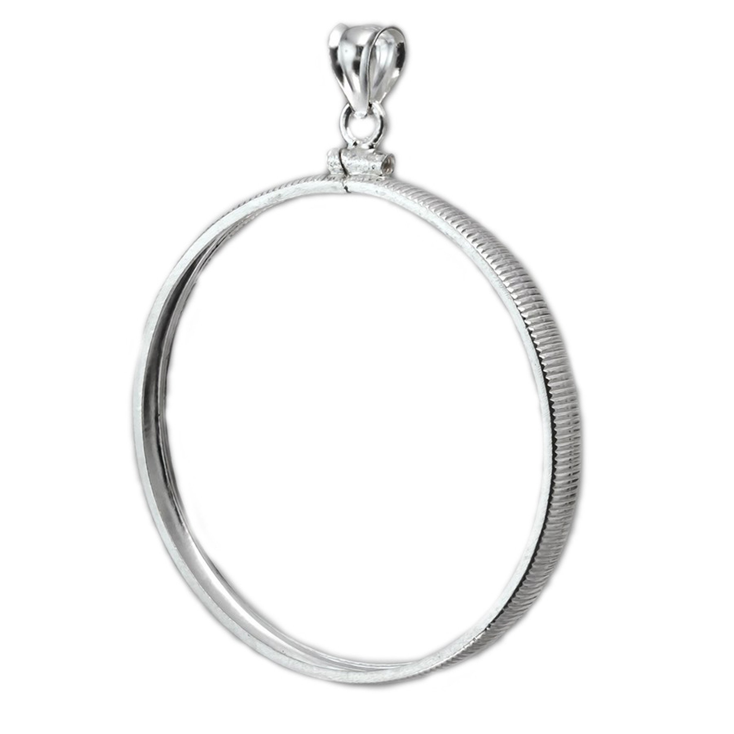 Flintski Jewelry Maria Theresa Sterling Silver Coin Edge Coin Bezel Pendant Frame Mount 40.79mm x 2.49mm