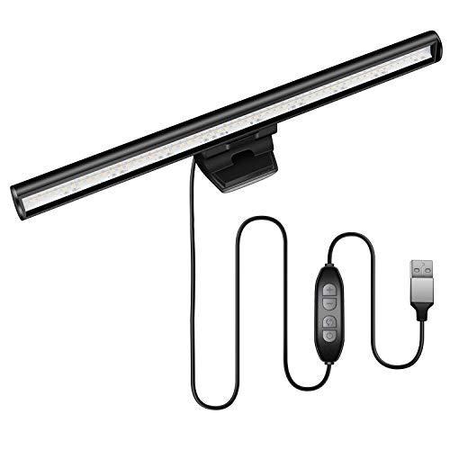 HIOUME Laptop Monitor Light Bar, USB e-Reading LED Task Lamp, 3 Adjustable Color Temperature, 10 Dimming Brightness Levels, No Screen Glare, Space Saving, Eye Health Care, Portable for Travel