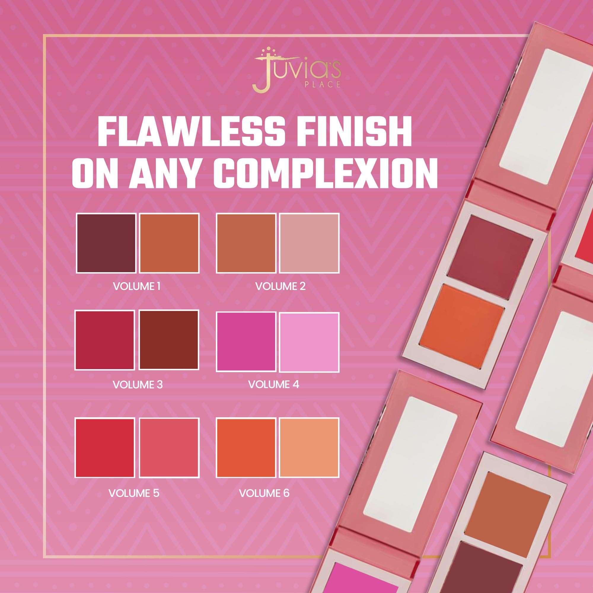 Juvia's Place Blushed Duo Blush Volume6 - Radiant Shimmer Makeup Two Tone Pigmented Buildable Pressed Mineral Powder - Rosy Natural Cheeks Face Glow Highlight Matte Fresh Finish for All Skin Color
