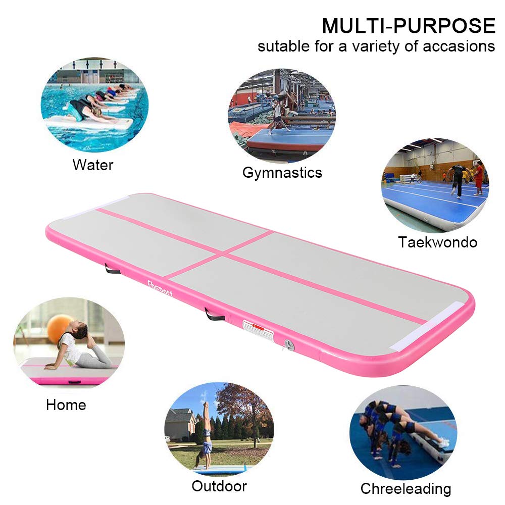 FBSPORT Inflatable Air Gymnastics Mat Training Mats 4/8 inches Thickness Gymnastics Tracks for Home Use/Training/Cheerleading/Yoga/Water with Pump