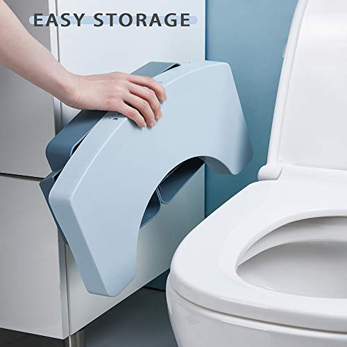 Pantula Toilet Stool Lightweight Squatting Step with Non-Slip Base 7'' Height Safe Healthier Proper Posture Simple Design for Kids Adults (Blue)
