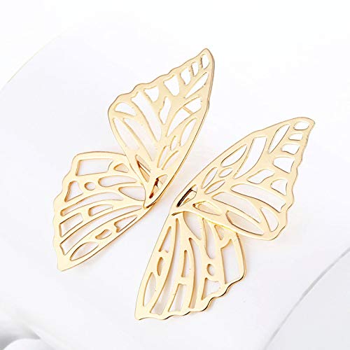 Fashion Hollow Big Butterfly Drop Dangle Earrings Gold Exaggerated Butterfly Wings Personality Stud Earrings for Women(Gold)