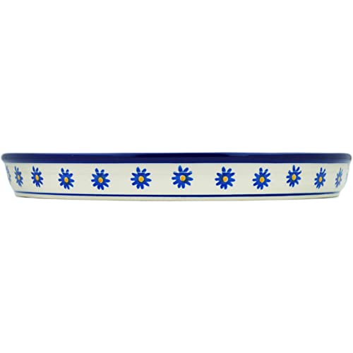 Polish Pottery 9½-inch Cookie Platter made by Ceramika Artystyczna (Asters And Daisies Theme) + Certificate of Authenticity