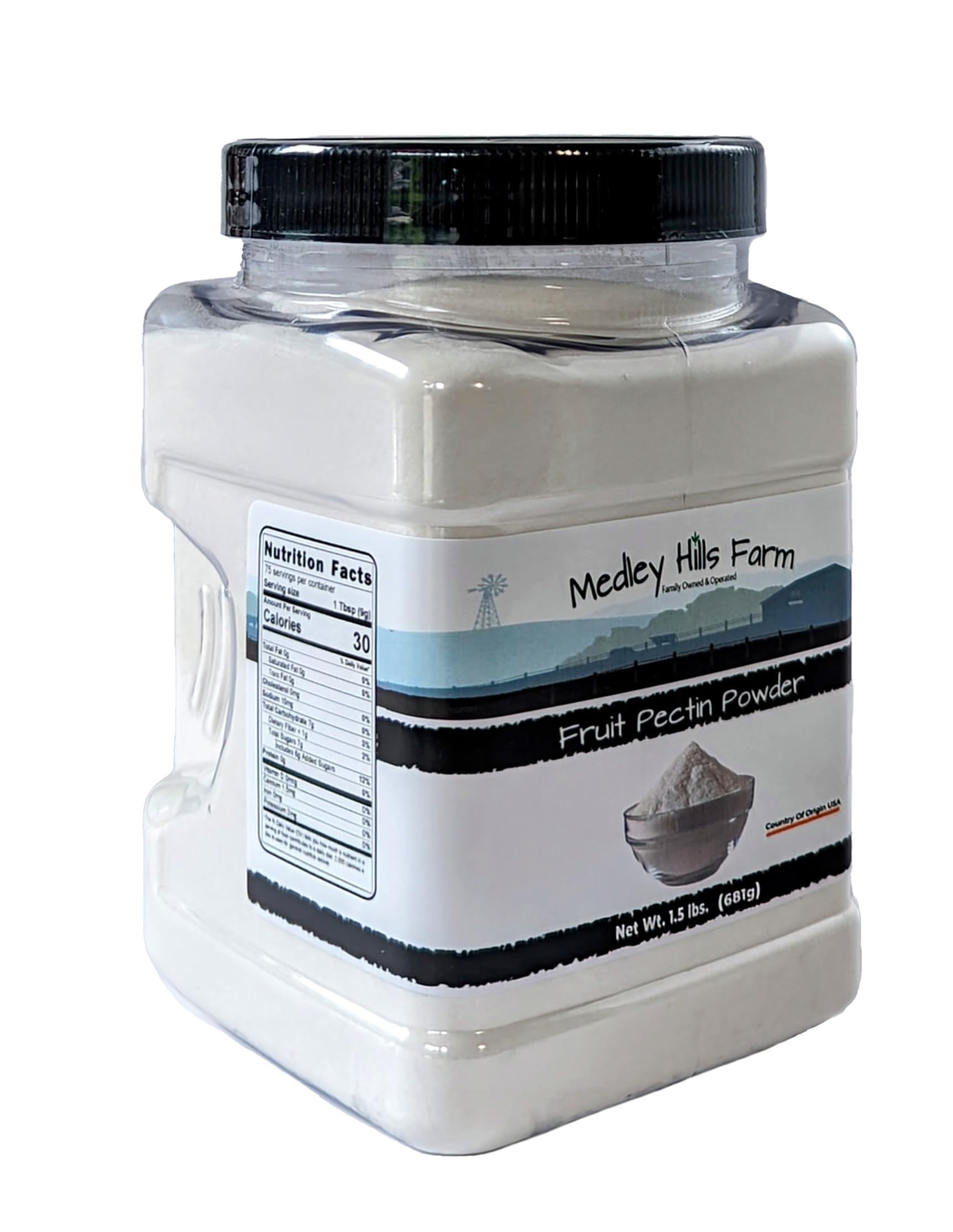 Fruit pectin Powder by Medley hills farm 1.5 Lbs. in Reusable Container - Premium Fruit pectin for canning jam or Jellies - 100% Natural & Vegan - Made in USA