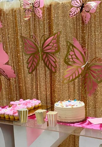 Large Butterfly Party Decoration paper Butterfly in 3 different sizes Giant butterfly Large Butterfly prop (Gold and Pink)