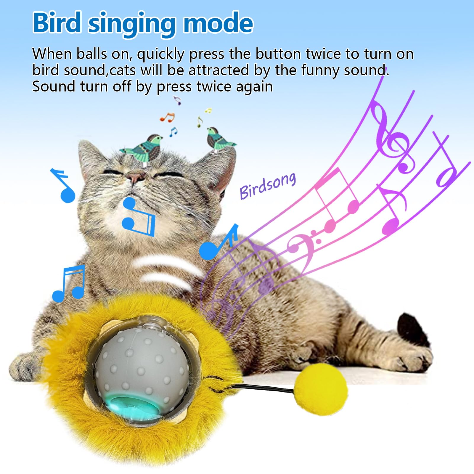 Sofolor Motion Activate Interactive Cat Toys - Automatic Moving Ball Toys for Indoor Cats, Self Rotating Ball with Lights, Electric Cat Mice Toys, USB Rechargeable, Auto On/Off