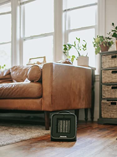 Honeywell UberHeat Plus Ceramic Space Heater for Small Rooms, Quiet, Compact Personal Heater with Variable Heat Settings and Auto-off Timer, Black, HCE220B