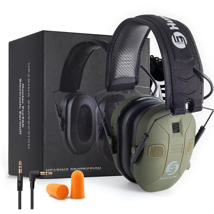 FUYOU Electronic Shooting Ear Protection, NRR 26dB Noise Reduction Slim Compact Folding Hearing Protection, Shooting Ear Muffs