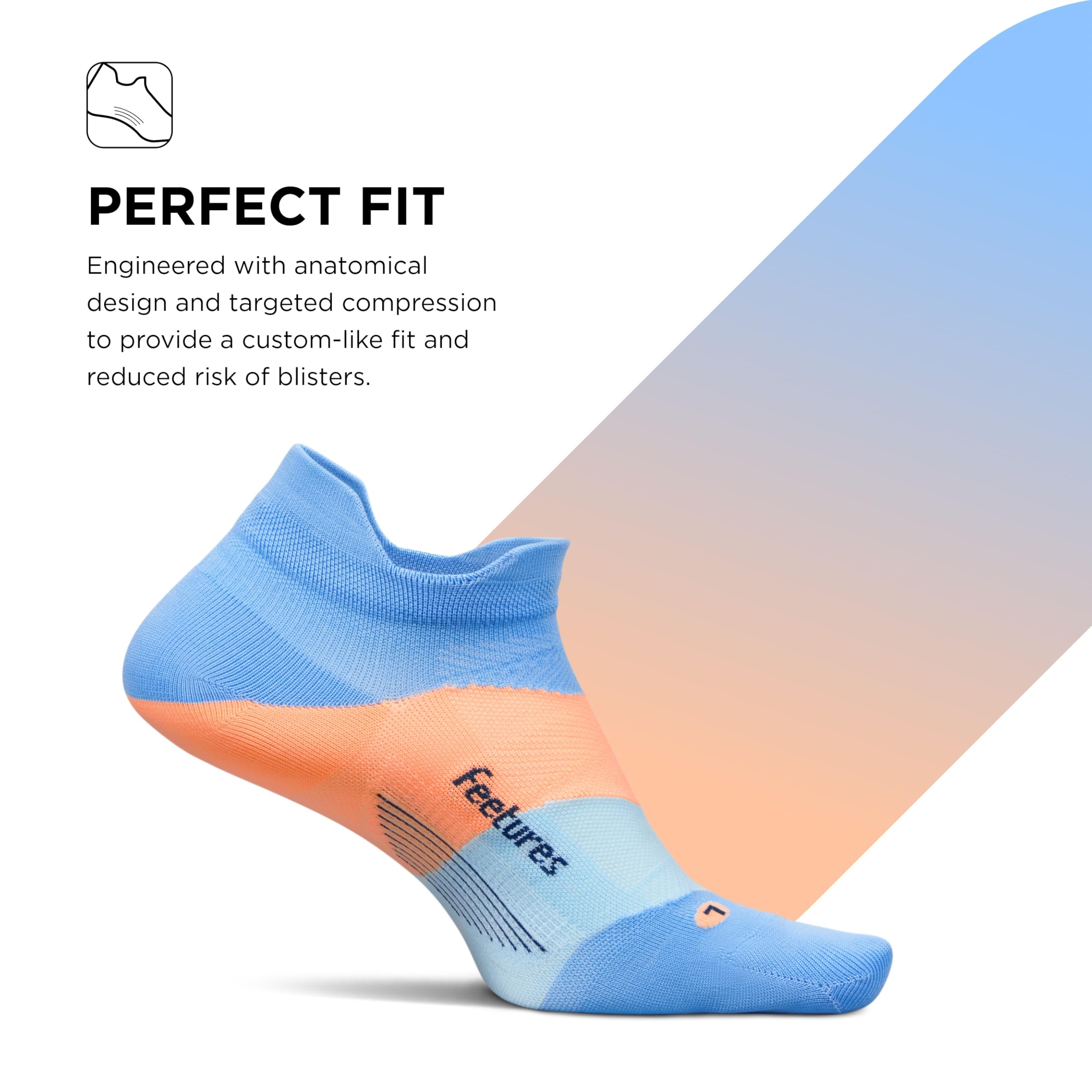 Feetures Elite Ultra Light Cushion Ankle Socks - Sport Sock with Targeted Compression - White, L (1 Pair)
