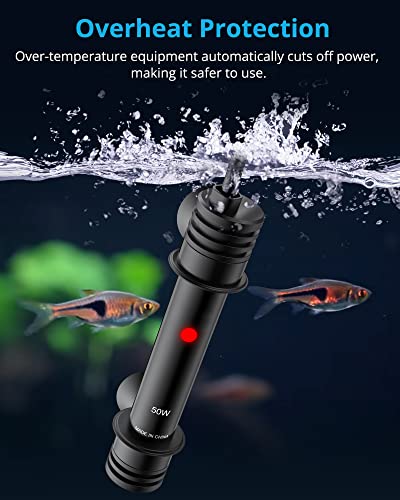 NICREW Aquarium Heater, Temperature Adjustable Fish Tank Heater with Wired Controller, Submersible Thermostat for Saltwater and Freshwater, Suitable for 5-10 Gallon Tanks, 50W