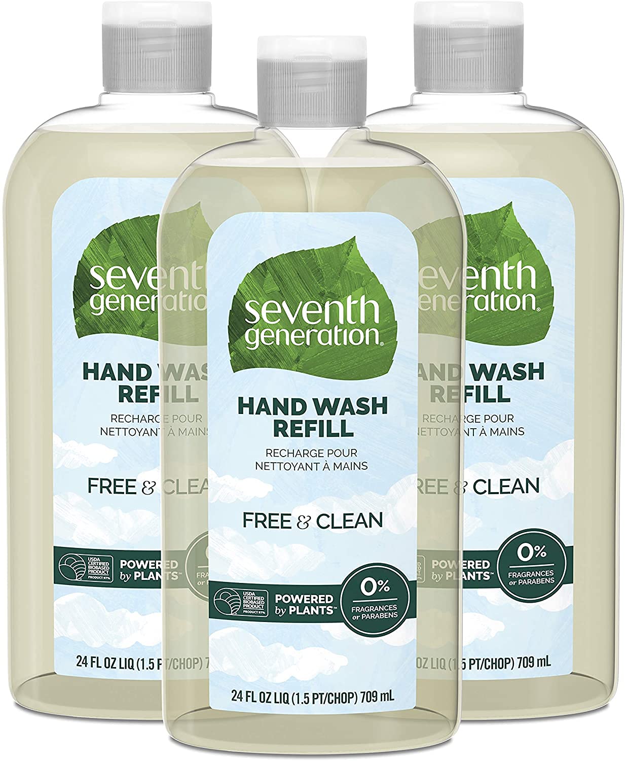 Introducing Amazon Smart Soap Dispenser, automatic 12-oz dispenser with 20-second timer bundle with Seventh Generation Hand Soap Refill, Free & Clear Unscented, 24 oz, 3 Pack (Packaging May Vary)