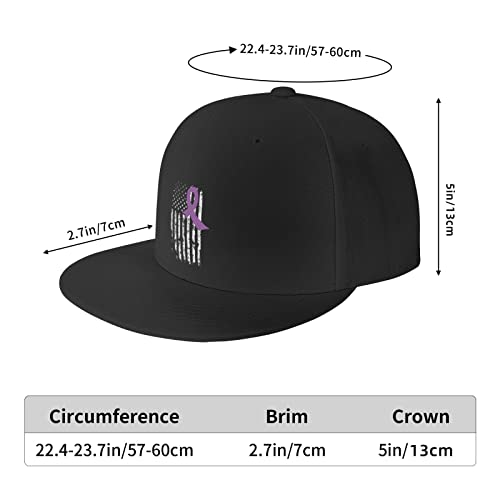Leiomyosarcoma Cancer Awareness America Flag Purple Ribbon Hat Adult Adjustable Baseball Cap Trucker Hats