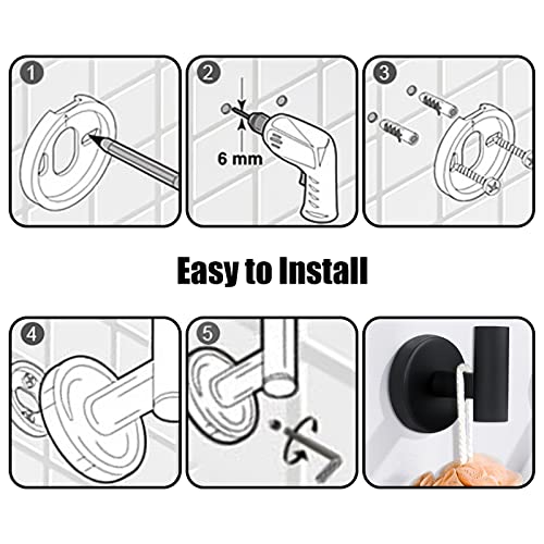 Nidacci Towel Hooks 20 Packs Matte Black, Towel Coat Robe Clothes Cabinet Closet Hook Stainless Steel Heavy Duty Door Hanger Wall Hook for Bathroom Bedroom Kitchen Hotel Pool