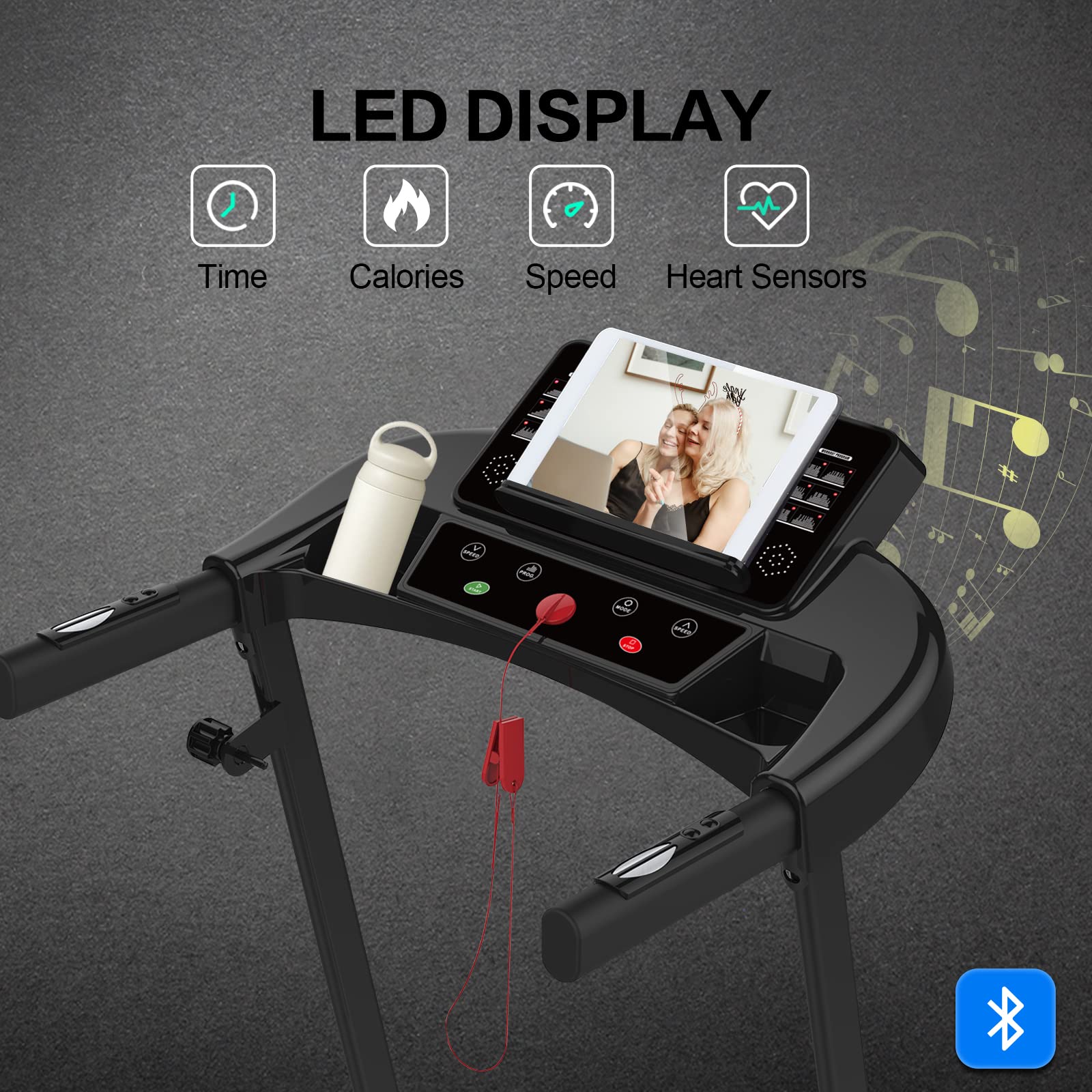 FYC Electric Treadmills with Incline and Bluetooth, 2.5HP Folding Treadmill for Home Exercise, Foldable Portable Running Machine Walking Jogging Workout for Home Office Max 220 LBS Weight Capacity