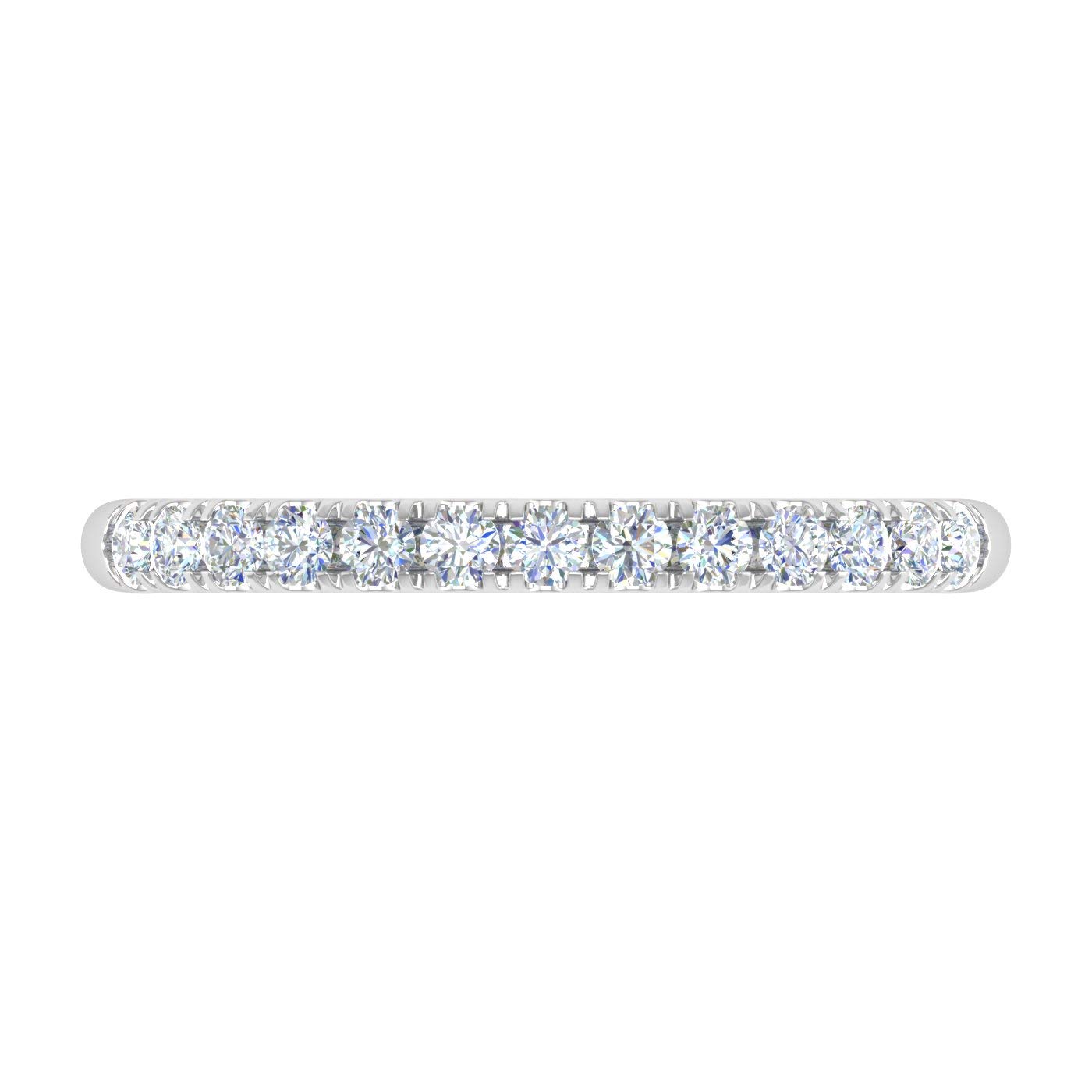 FINEROCK 1/4 Carat Prong Set Diamond Wedding Band Ring in 14K White Gold - IGI Certified (Ring Size 7) (I1-I2 Clarity)