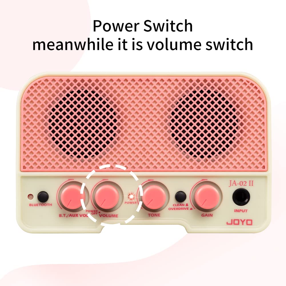 JOYO JA-02 II Pink Small Guitar Practice Combo Amplifier and JT-09 Guitar Tuner