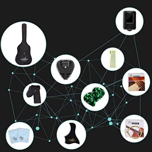 Guitar Kit, String Instrument Electronic Guitar Acoustic Guitar Beginner Ballad Musical Instrument Student Practice Handmade Spruce Metal Steel String Waterproof Backpack Tuner (Color : Black, Size