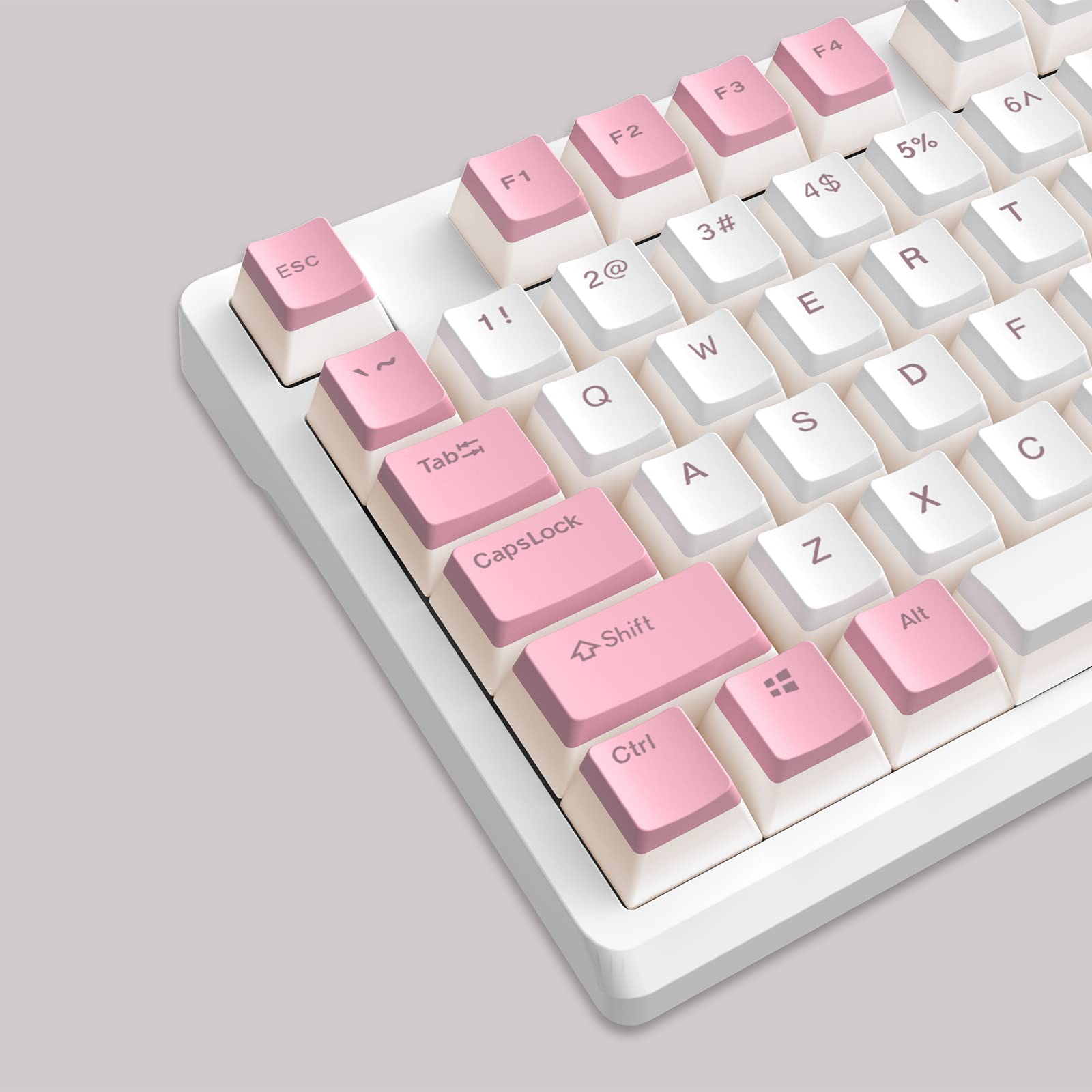 KOLMAX 98-Key RGB Hot-swappable Mechanical Gaming Keyboard, 2.4G Wireless/BT5.0/Wired with PBT Double-Shot Pudding Keycaps White-Pink Gaming Keyboard for Mac & Win Programmable Macro (Pink Switches)