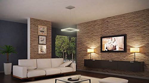 VONN VMC31620AL Atria 20" LED Chandelier, Adjustable Suspension Fixture, Modern Square Chandelier Lighting in Silver