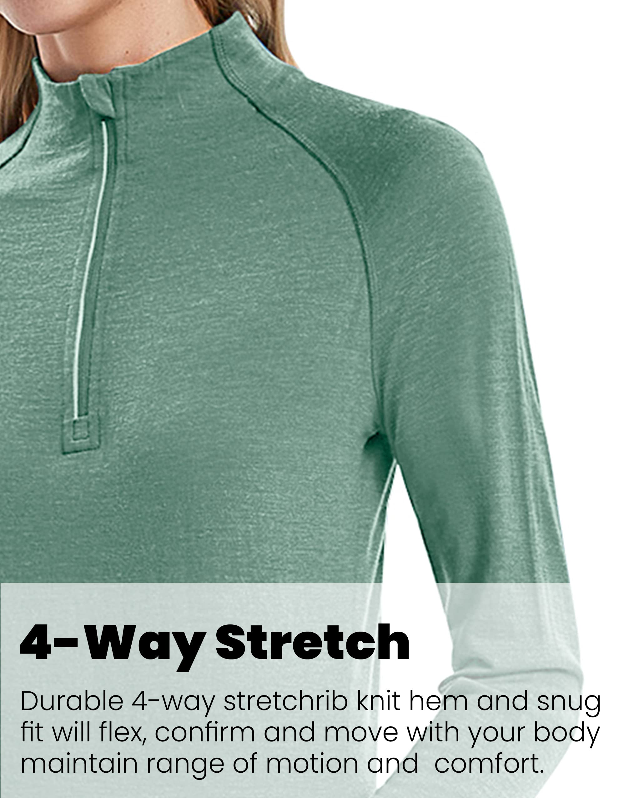 Iguana Women's 220 Midweight 100% Merino Wool Zip Neck Top Shirts Green