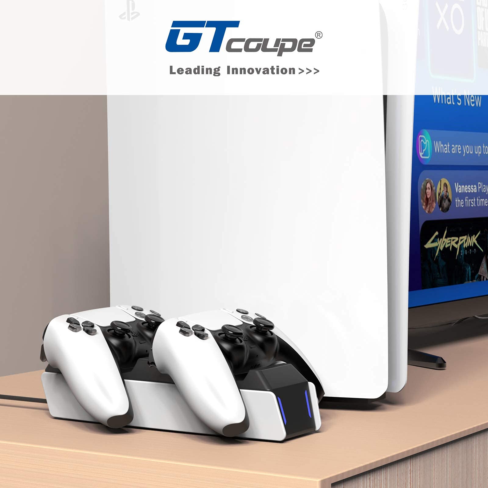 Gtcoupe Dual Ps5 Controller Charging Station Dock, Fast Charging Station for Dualsense Playstation 5 Controller, Playstation 5 Accessories Charger