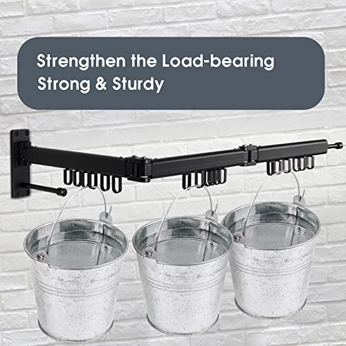 SUTINE Wall Mounted Clothes Drying Rack Folding Indoor, Collapsible Laundry Drying Rack Space-Saver, Heavy Duty Drying Rack Clothing with Hanger Storage Bar for Balcony, Bathroom, Bedroom