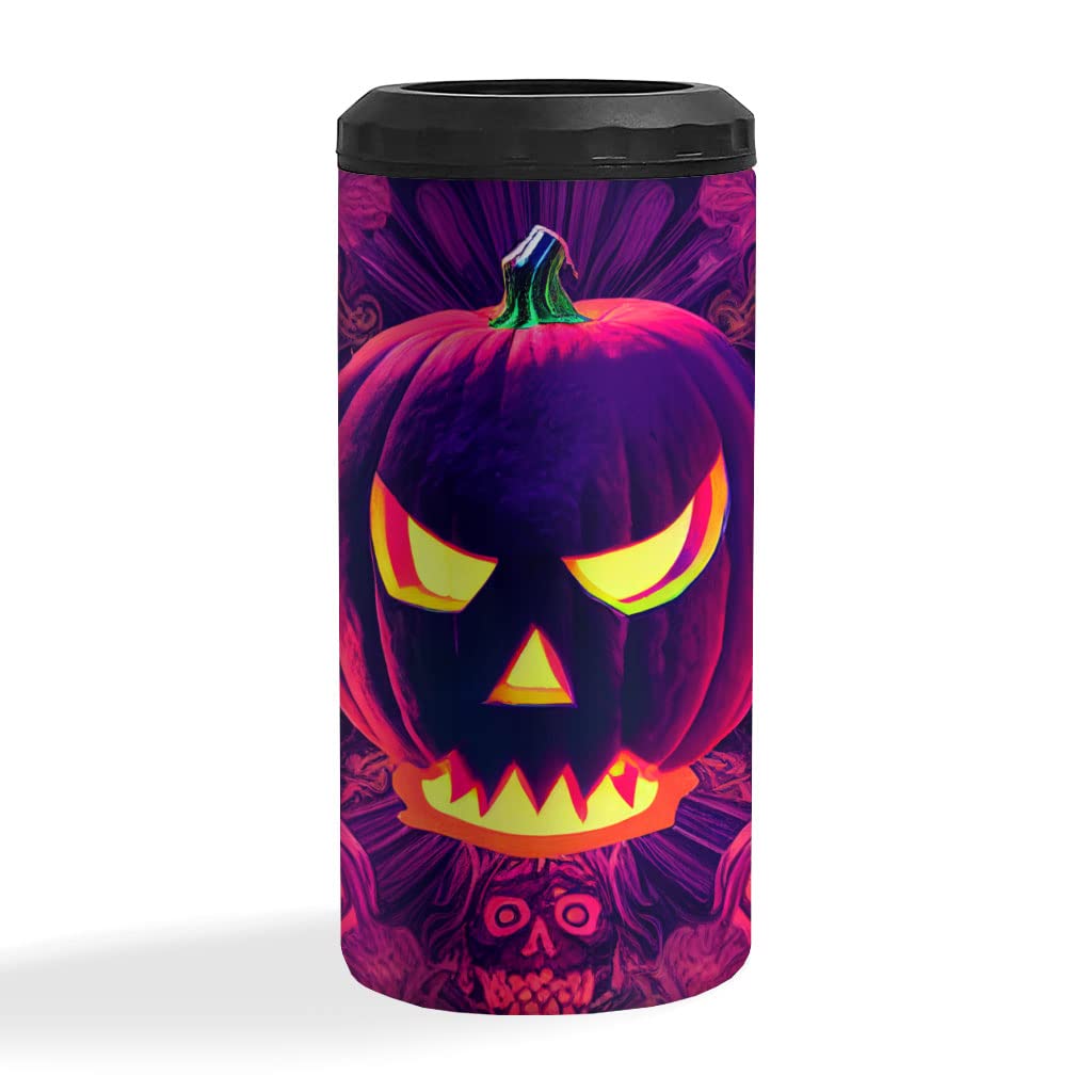 Halloween Insulated Slim Can Cooler - Jack O Lantern Can Cooler - Spooky Insulated Slim Can Cooler