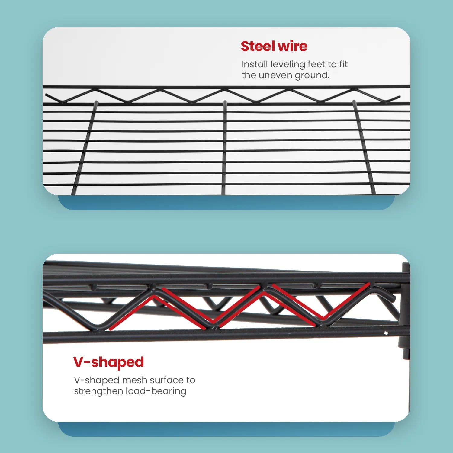 PIKAQTOP 5-Wire Shelving Unit Steel Large Metal Shelf Organizer Garage Storage Shelves Heavy Duty NSF Commercial Grade Utility Storage Metal Layer Rack