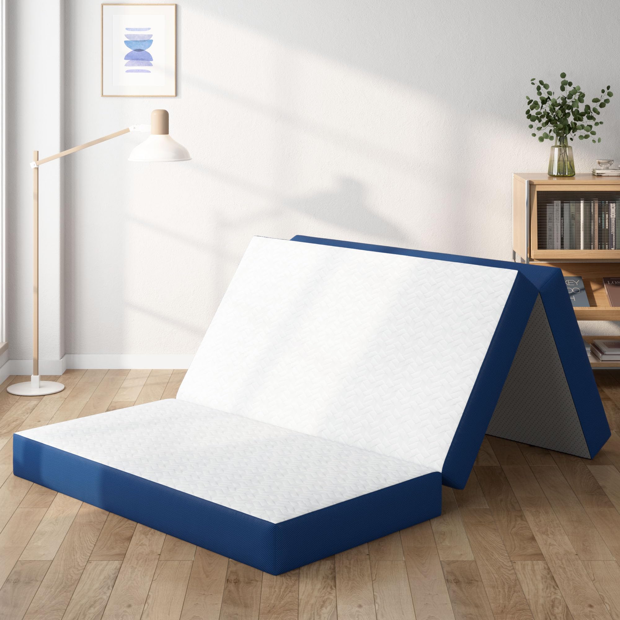 SogesSleep Tri-Fold Memory Foam Mattress, 4 inch Portable Floor Mattress Twin Size, Folding Mat for Travel & Camping & Yoga, Cover Washable Foldable Mat, CertiPUR-US Certified