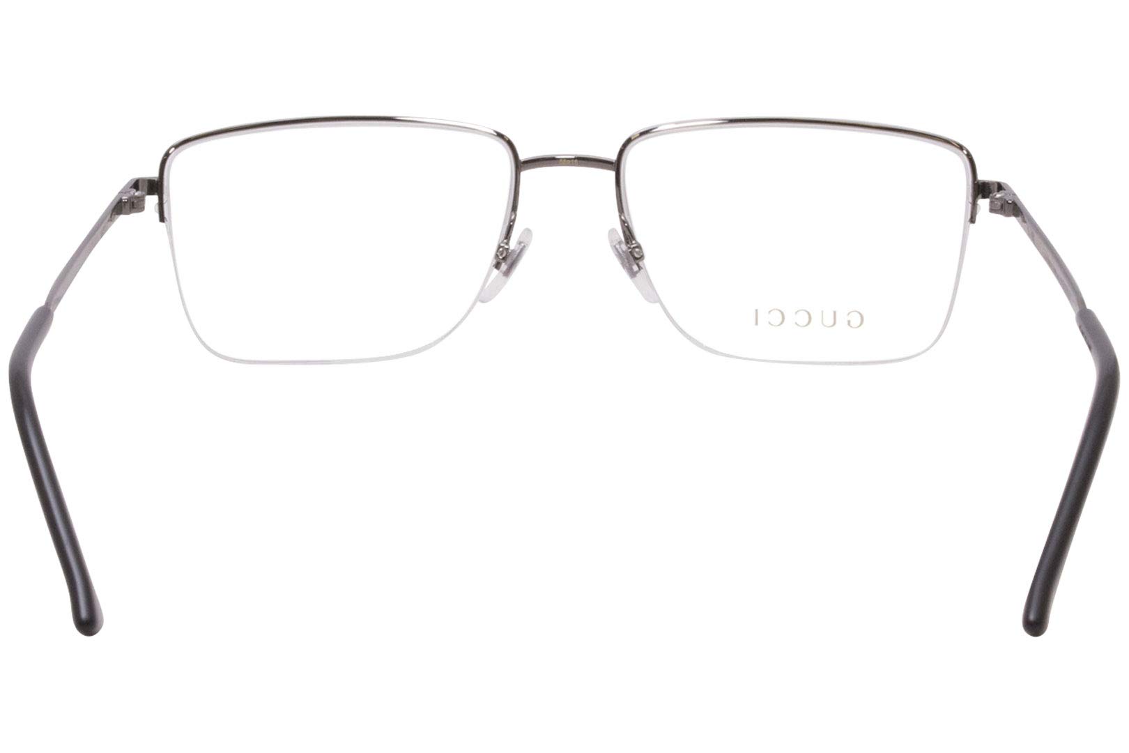 Gucci GG0834O 005 Eyeglasses Men's Ruthenium/Black Semi Rim Optical Frame 58mm (Silver, 58)