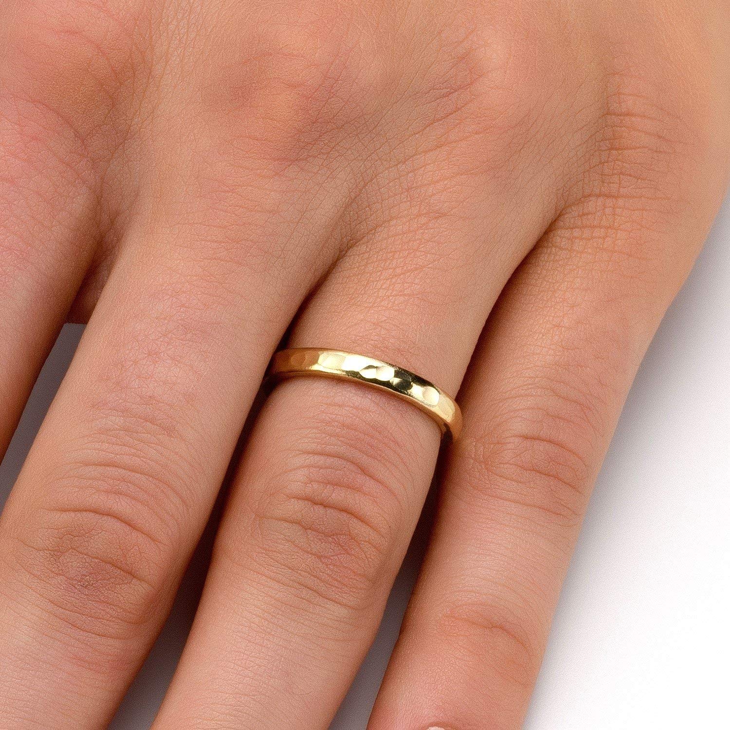 FABIN JEWELRY Handmade Gold Filled Hammered Ring, Textured Statement Band