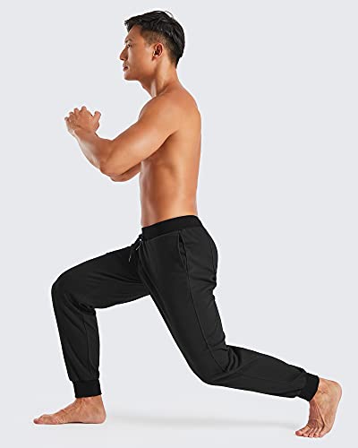G4Free Mens Sweatpants Lounge Pants with Pockets Cotton Joggers Xmas Holiday Pants for Winter Running (Black, L)