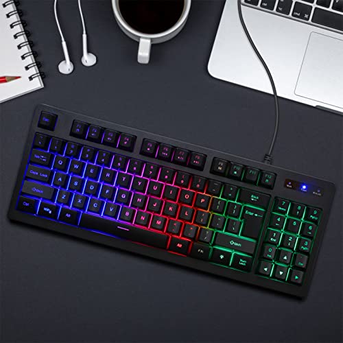 Heayzoki Mechanical Gaming Keyboard, Wired RGB Backlight Keyboard 89 Keys Waterproof USB Gaming Keyboard for Windows Gaming Pc, Gamer Gifts