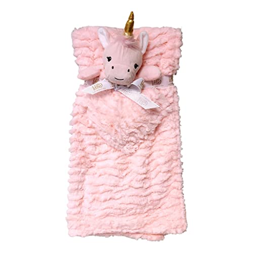 SONA G DESIGNS Deluxe Personalized Baby Security Blanket Lovey and Swaddle Blanket Set with Custom Embroidered Name for Babies Boy and Girl (Pink Unicorn with Embroidered Name)