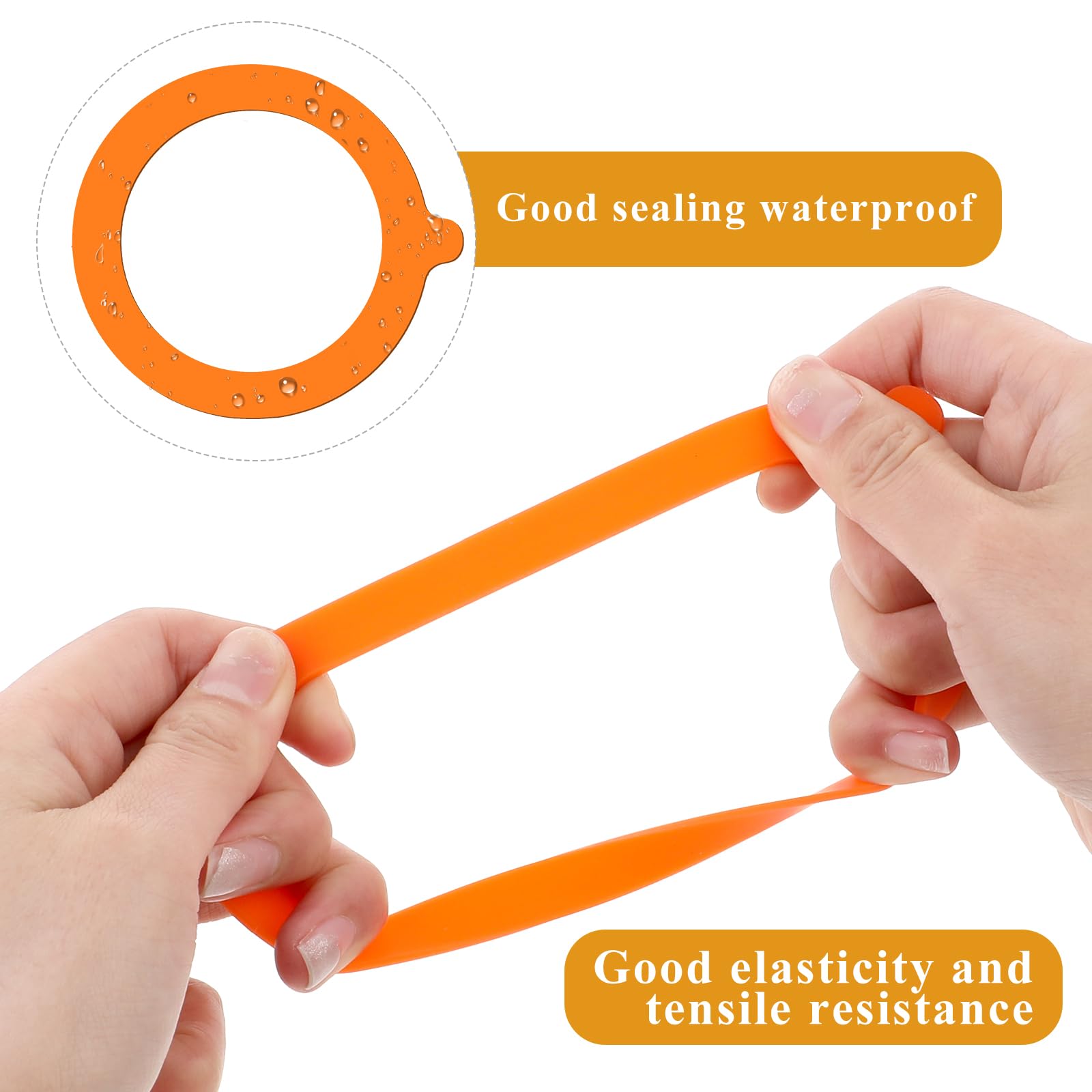 Molain 6Pcs Rubber Seals Rings for Glass Jars, Airtight Silicone Replacement Gasket for Jars Leak-proof Airtight Rubber Seal -3.7 Inches (Orange)