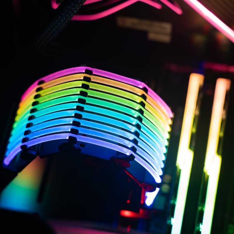 iHTP Power Supply Sleeved Cable, Customization 24 Pin ATX RGB Cable Extension Kit 18AWG, 5V 3Pin Synchronized Sleeved Cable for RGB Software