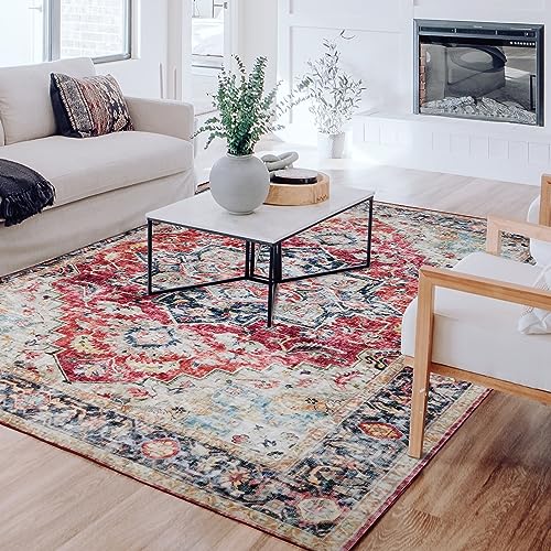 SONGLET 5x7 Area Rugs for Bedroom, Non Slip Machine Washable Vintage Boho Rugs for Living Room, Kitchen, Throw Rugs for Entryway, Home Floor Decor.