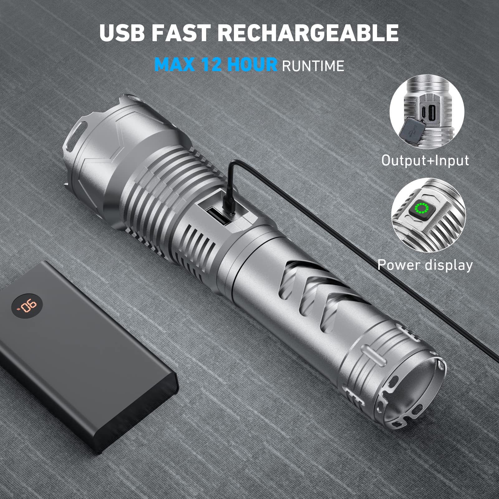 FUROLD Rechargeable LED Flashlights High Lumens 2 Pack 990,000 Super Bright Powerful Flash Light,5 Modes, IPX6 Waterproof,Handheld Tactical Flashlights for Emergency Camping Hiking