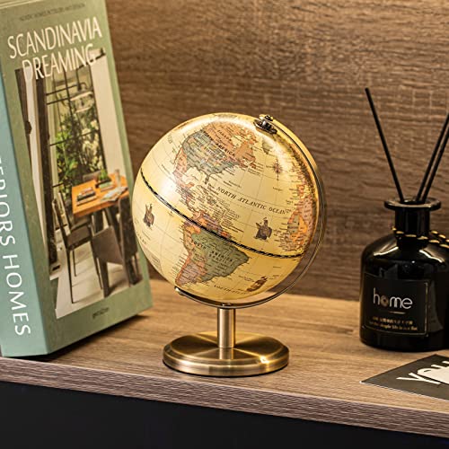 XINXUAN Globes of The World With Stand Mini Antique Globe ,Educational/Geographic/Modern Desktop Decoration ,Stainless Steel Arc And Base - Apply To for School, Home and Office