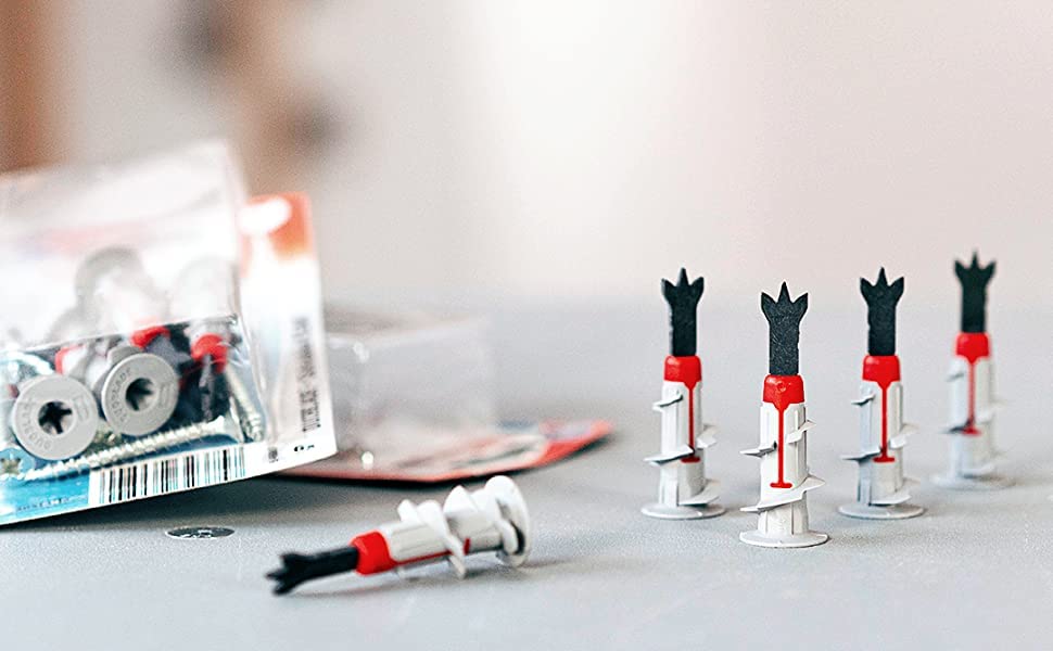 fischer DuoBlade S LD, self-Drilling plasterboard Plug with chipboard Screw, Strong Plug for Fast and Easy Installation in Gypsum plasterboard and Fibre Board, with Metal tip, 20 Plugs + 20 Screws