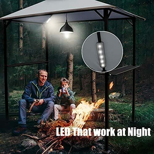 Grill BBQ Canopy Tent Shelter 8'x5' Grill Gazebo BBQ Patio Shelter Canopy for Outdoor 8ft x 5ft Gray
