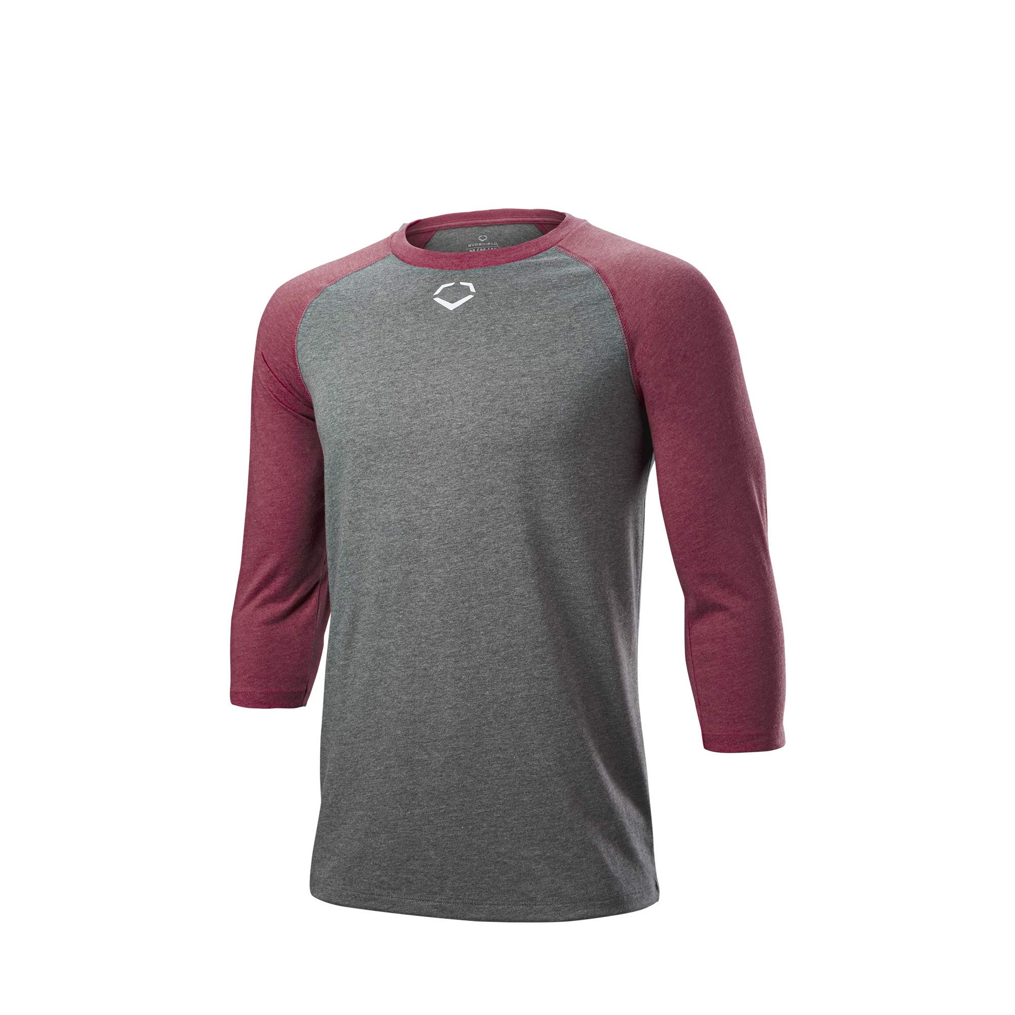 EvoShield Men's Standard Poly/Cotton Mid Sleeve Shirt, Charcoal/Maroon Heather, Extra Large