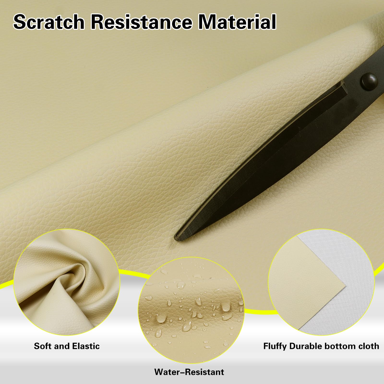 Vinyl Leather Fabric Marine Waterproof Material 55"×108" Upholstery Synthetic Leather Sheets 0.6mm Thick Anti-UV,Non-Peeling for Car Furniture Sofa Boat Headliner Replacement Renovate 55" Wide, Beige
