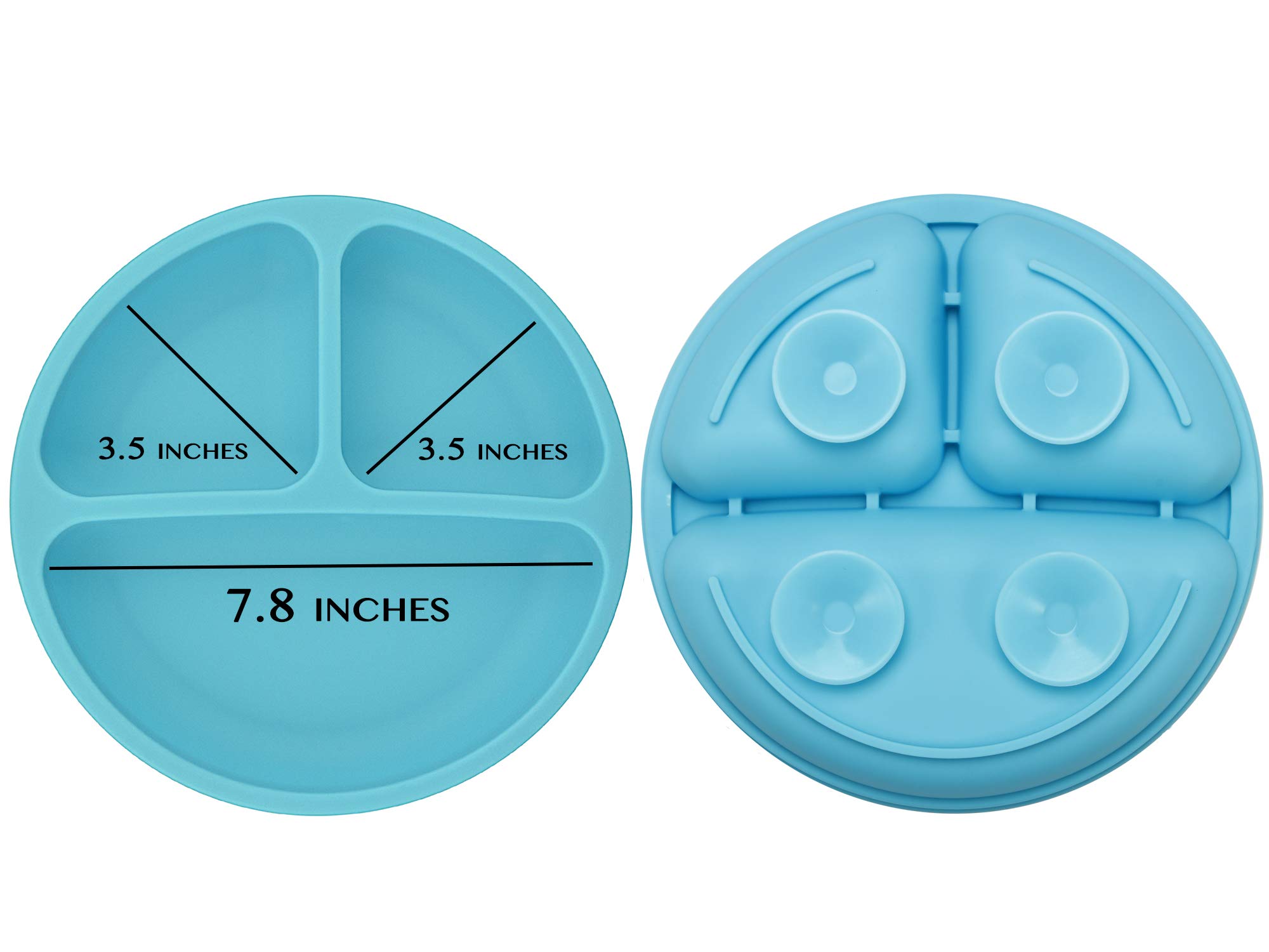 PandaEar Divided Unbreakable Silicone Baby and Toddler Plates & Stay Put Spill Proof Stackable Baby Suction Bowls