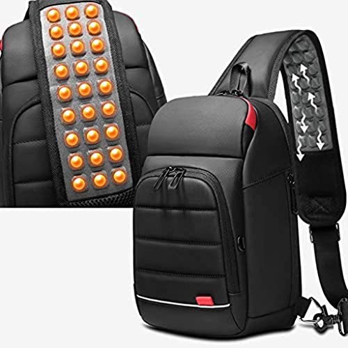 XIXIDIAN Anti-Theft Sling Chest Bag Waterproof Crossbody Shoulder Bag Casual Daypack Rucksack with USB Charging Port for Men