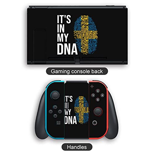 It's in My DNA Sweden Flag Cute Skin Decal Stickers Compatible with Switch Protective Faceplate Full Set Console