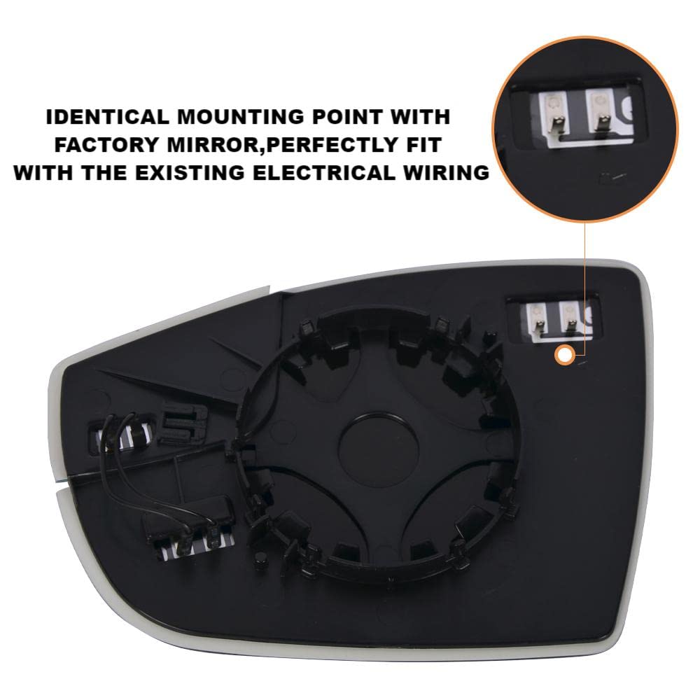Getfarway Right Passenger Side Power Heated Mirror Glass Compatible With Ford Focus(2012-2018)Blind Spot Detect Rear Holder Rear View Mirror Right Heated Convex Mirror Glass CM5Z-17K707-G