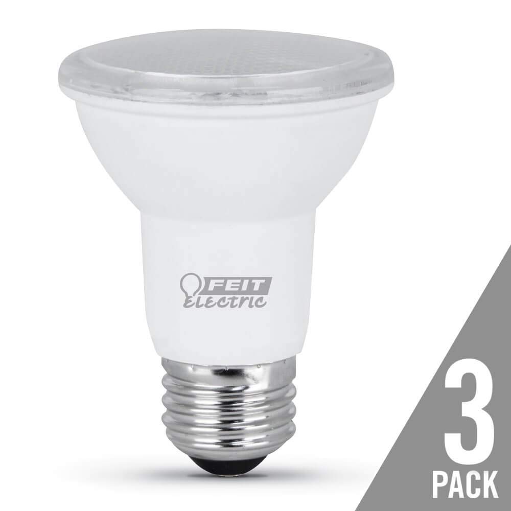 Feit Electric PAR20 LED Light Bulb, 50W Equivalent, Non-Dimmable, 5000K Daylight White, E26 Base, 500 Lumen, Indoor/Outdoor Recessed Light Bulb, 10-Year Lifetime, PAR2050/850/10KLED/3, 3-Pack